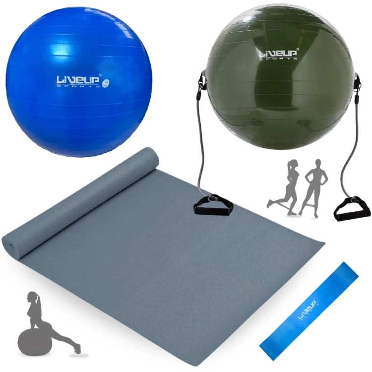 Mandiali e-Shop : Kit Bola Suíça Azul 65cm+ Tapete 1,73m+ Mini Band ...