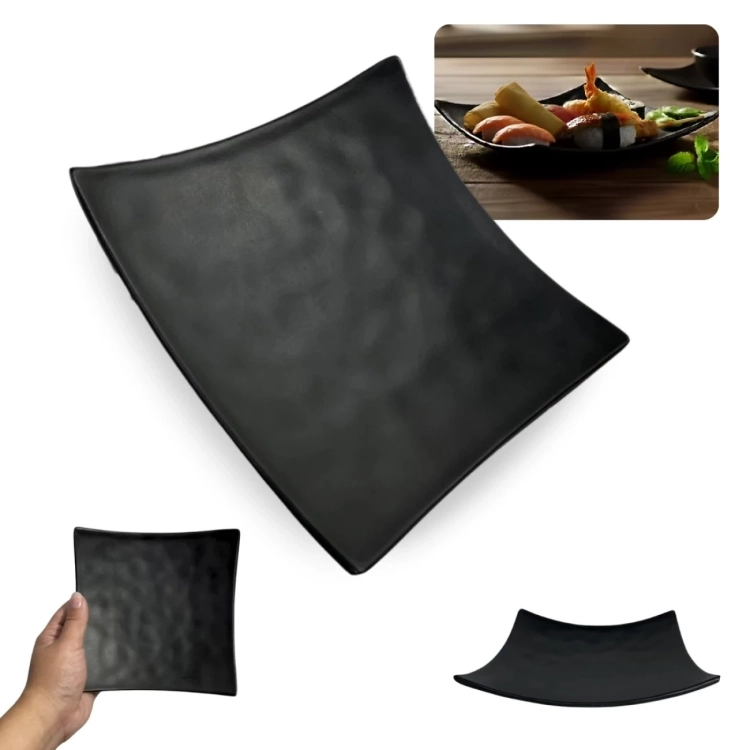 Mandiali e-Shop : Prato Quadrado Côncavo 15 Cm Raso para Sushi Comida ...