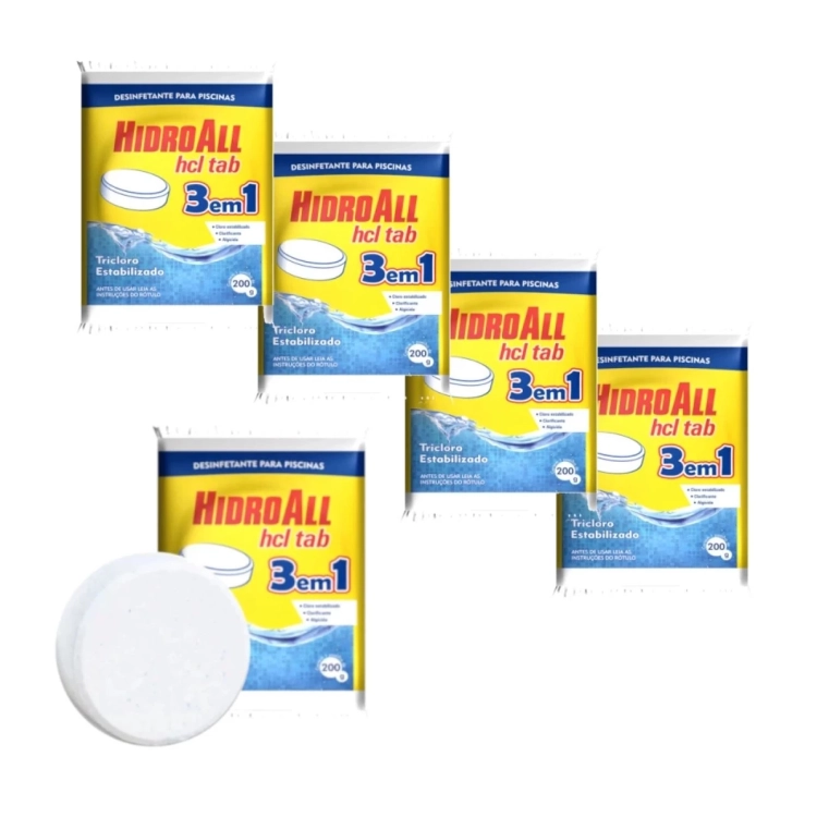 Mandiali e-Shop : Pastilha de Cloro Estabilizado 200g 3 em 1 Hidroall 5 ...