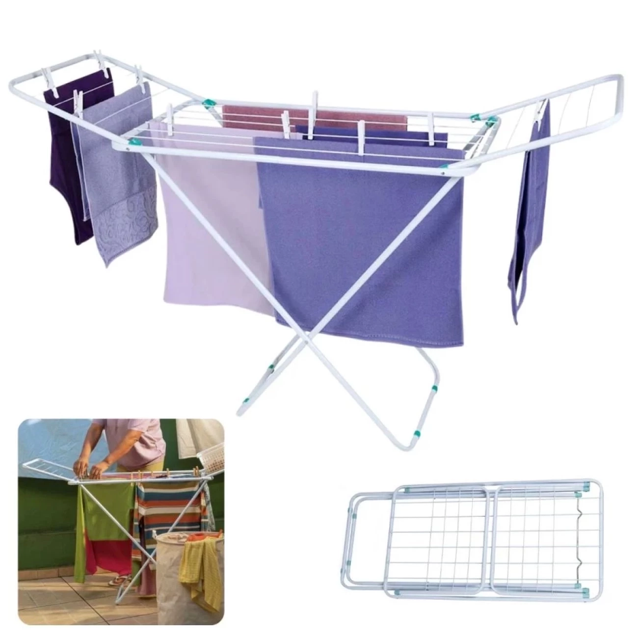 Mandiali e-Shop : Kit Varal de Teto 120 Cm Branco + Varal Sanfonado 1 M ...