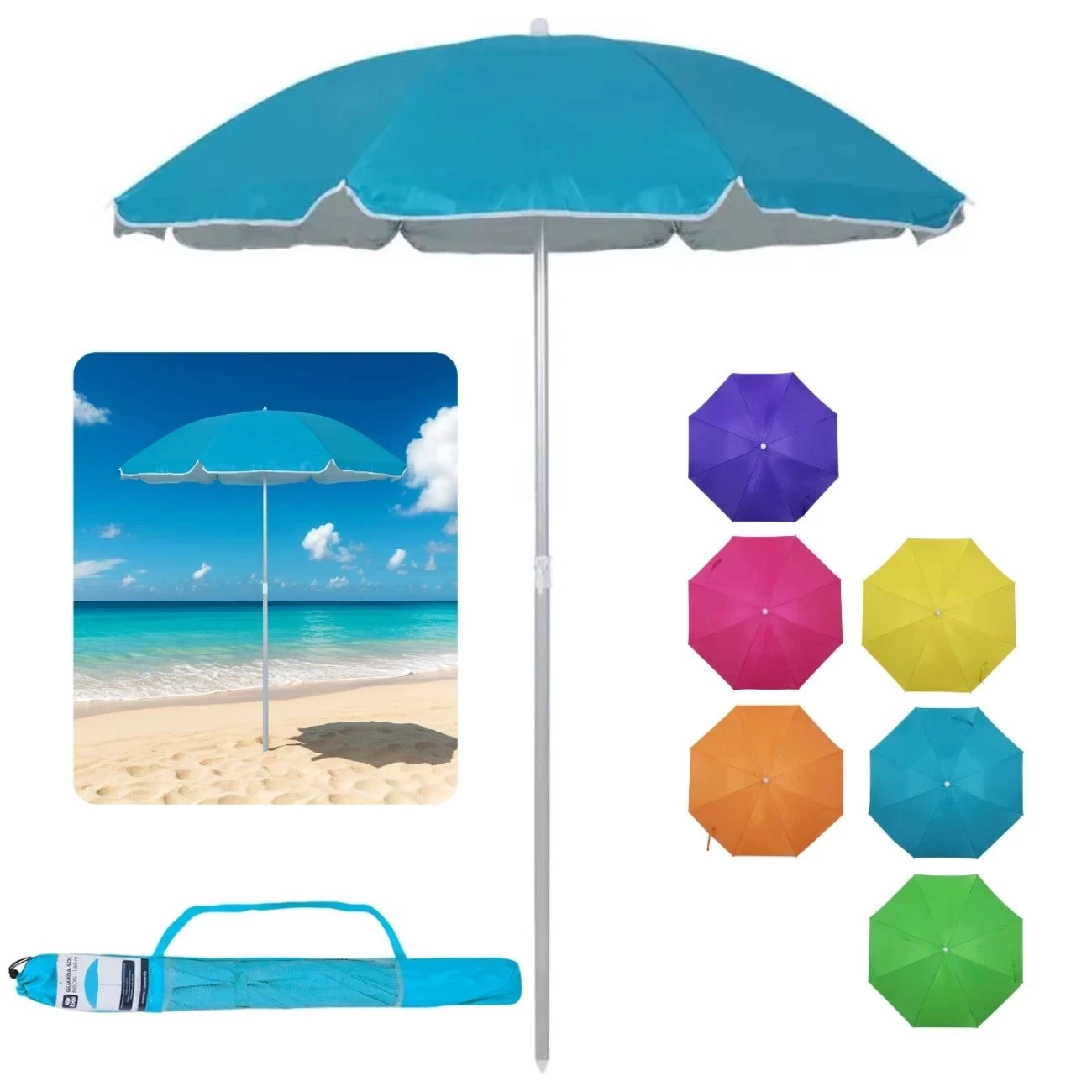 Mandiali e-Shop : Kit Esteira de Praia 1,80m Rosa de Palha + Guarda Sol ...